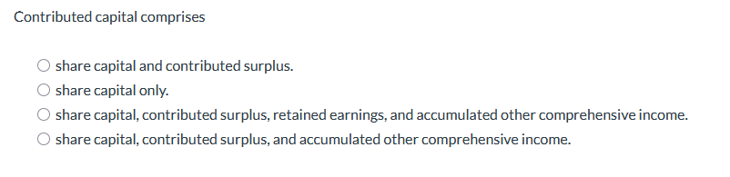 Solved Contributed capital comprisesshare capital and | Chegg.com