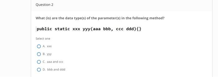 Solved Question 2 What (is) are the data type(s) of the | Chegg.com