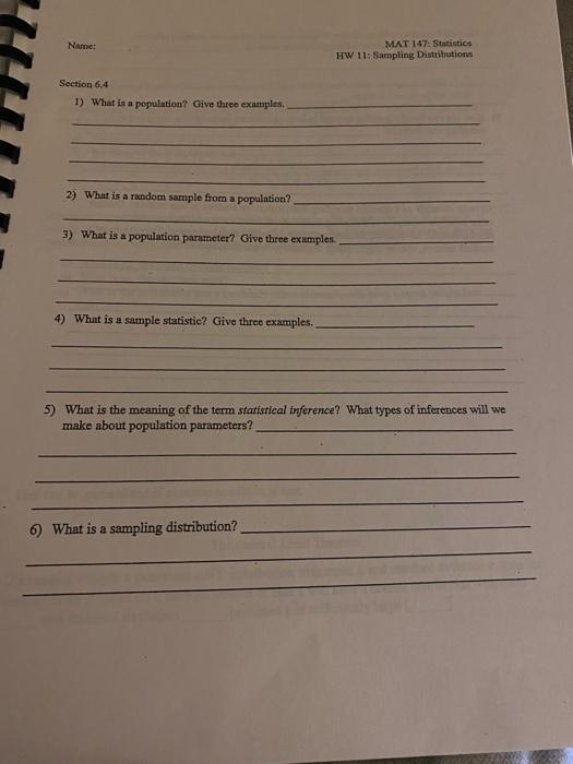 Solved 2) What is a random sample from a population? 3) What | Chegg.com