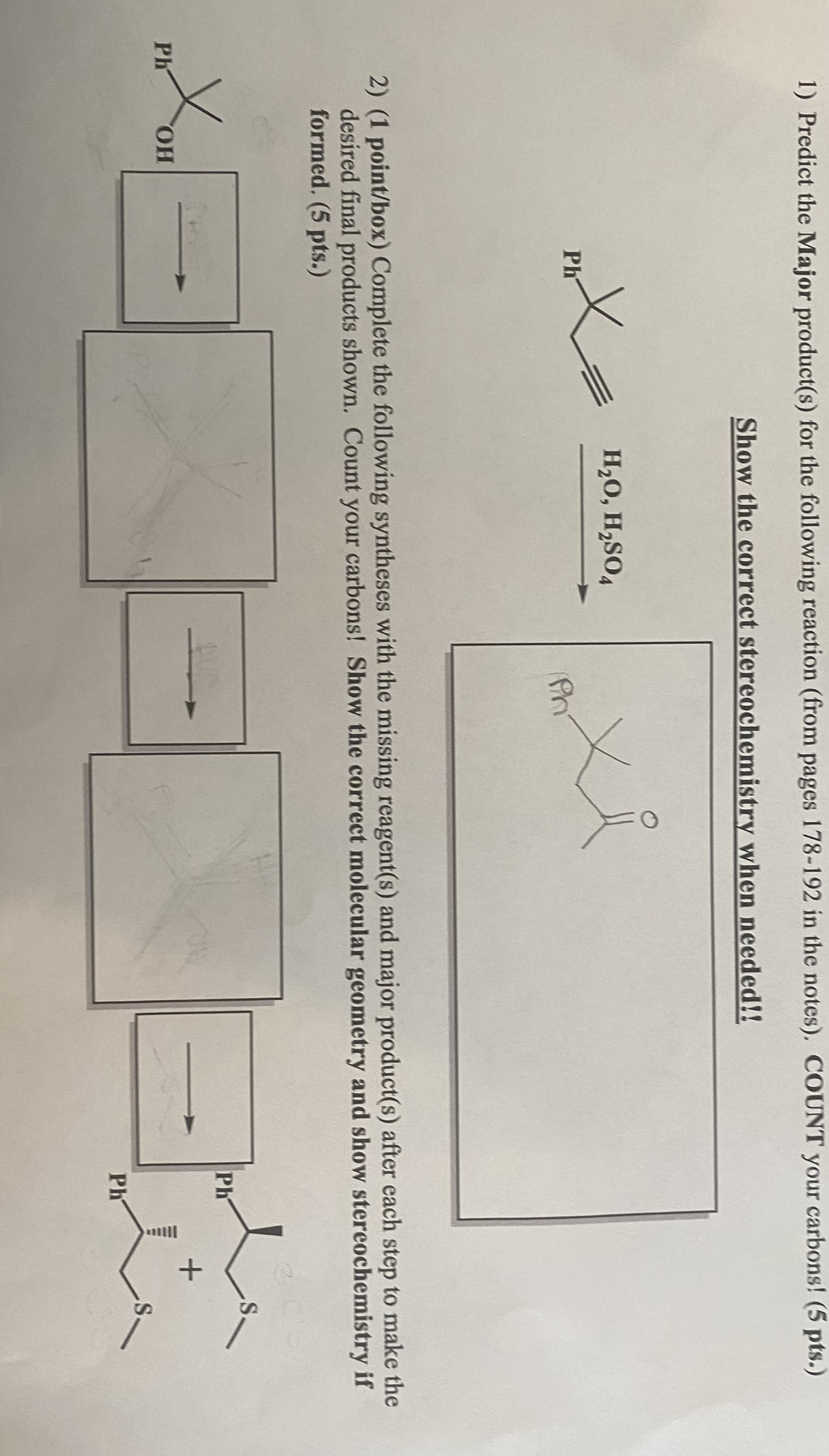 Solved 1) ﻿Predict the major products for the following | Chegg.com