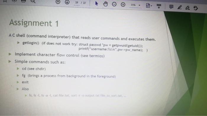Solved 19 / 22 0 73% Assignment 1 AC shell (command | Chegg.com