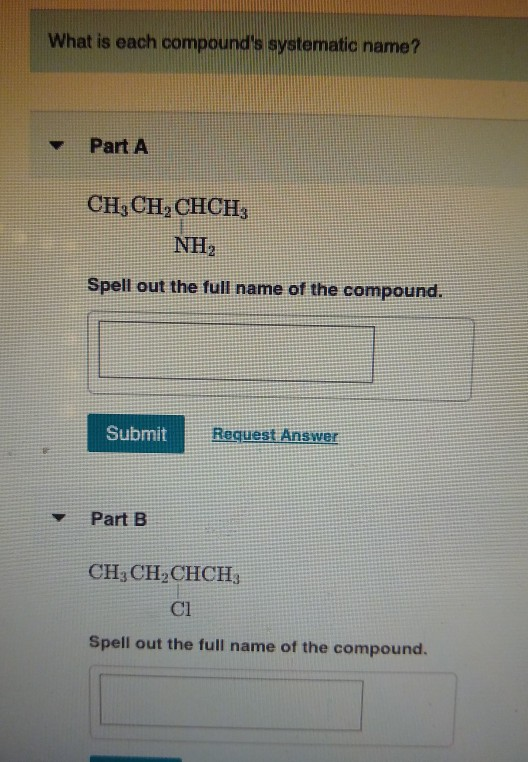 Solved What is each compound's systematic name? Part A | Chegg.com