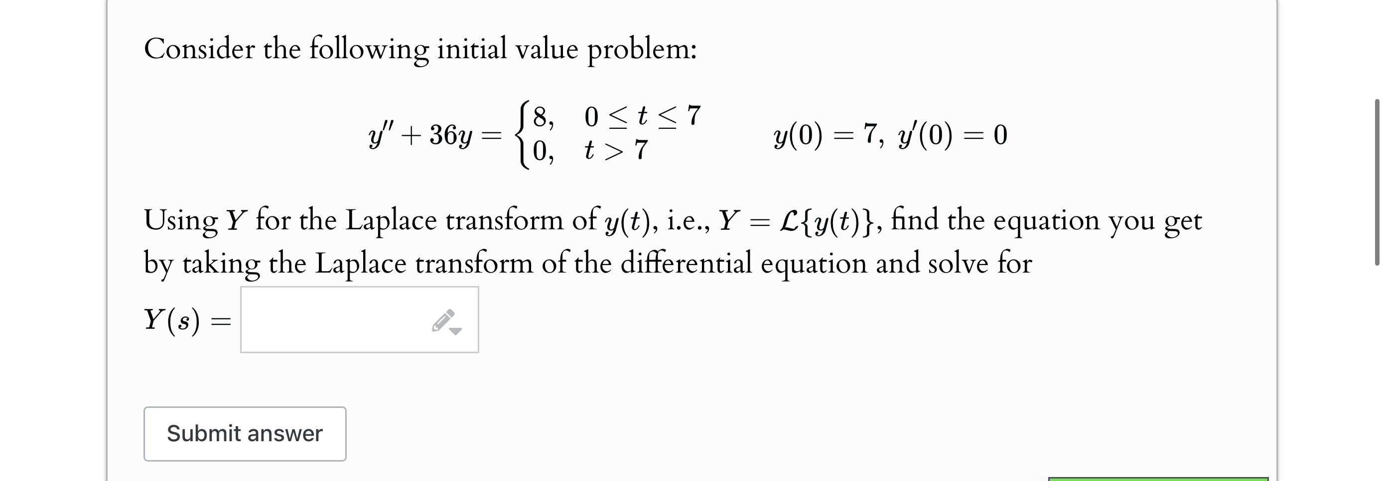 Solved Consider the following initial value | Chegg.com