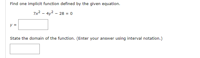 Solved Find one implicit function defined by the given | Chegg.com