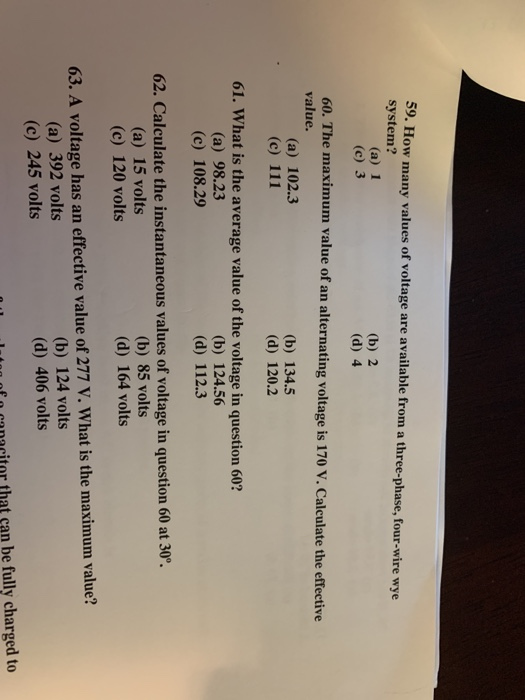 Solved 59. How many values of voltage are available from a | Chegg.com