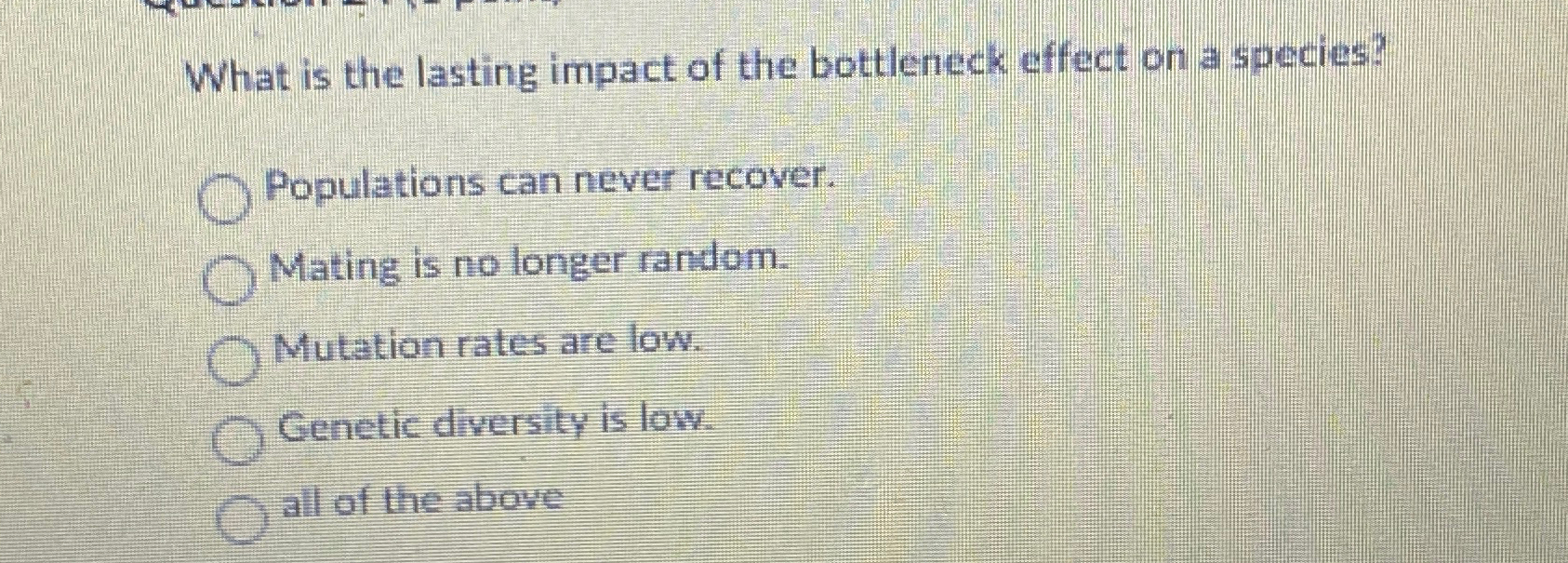 Solved What is the lasting impact of the bottleneck effect | Chegg.com