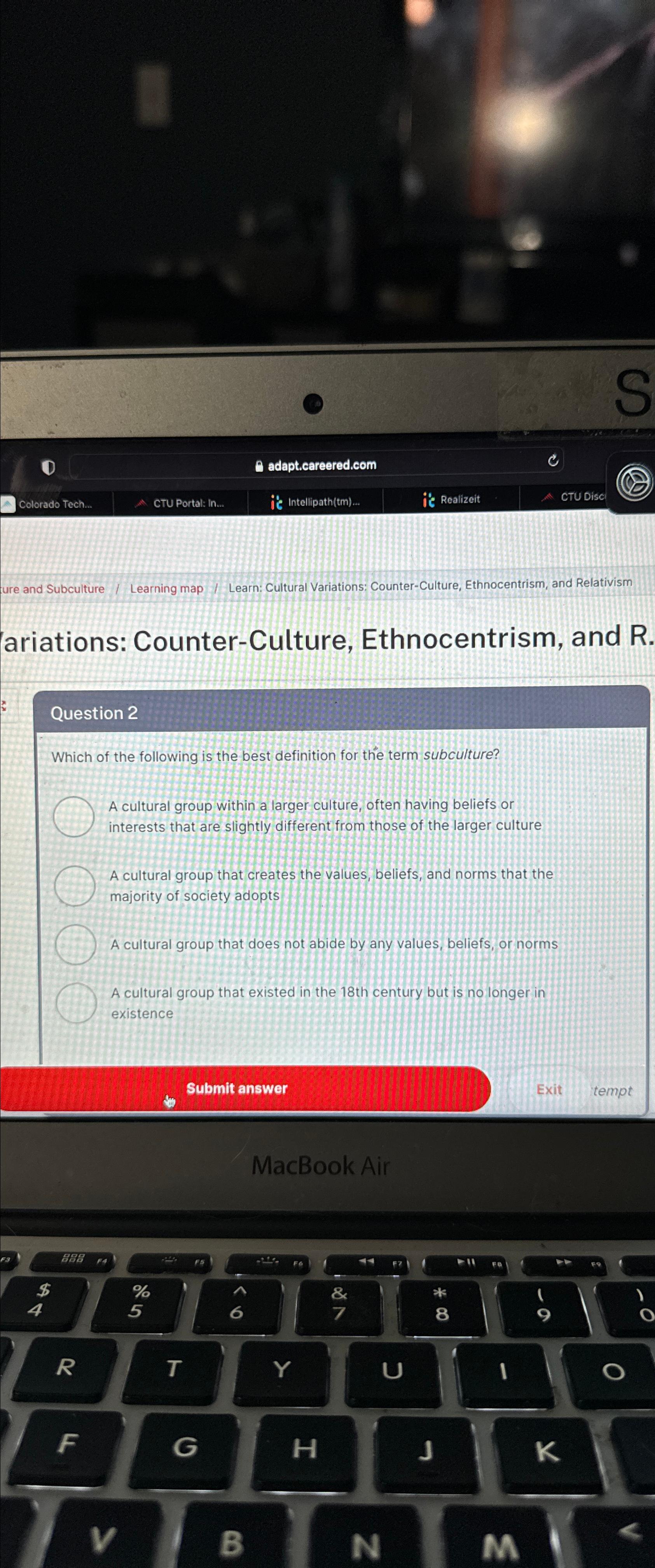 Solved lariations: Counter-Culture, Ethnocentrism, and | Chegg.com