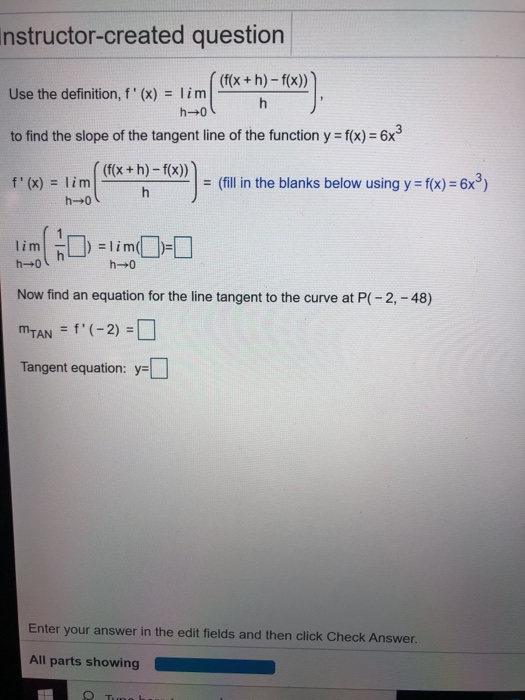 Solved Instructor-created question (f(x + h) - f(x)) Use the | Chegg.com