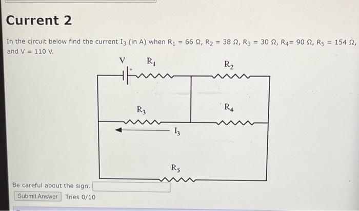 Solved In the circuit below find the current I3 (in A ) when | Chegg.com