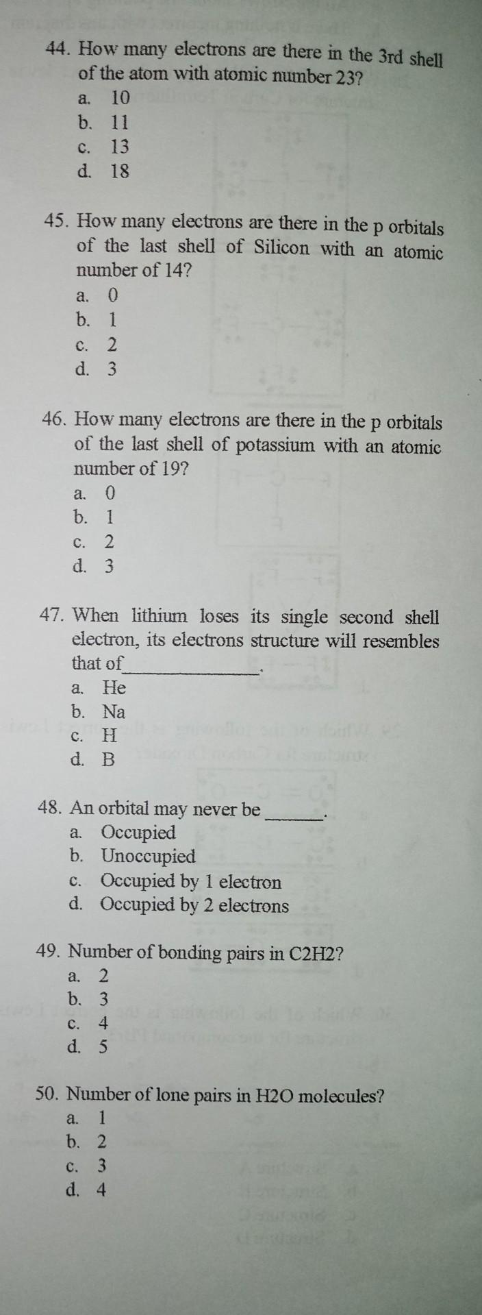 Solved 44. How many electrons are there in the 3rd shell of | Chegg.com