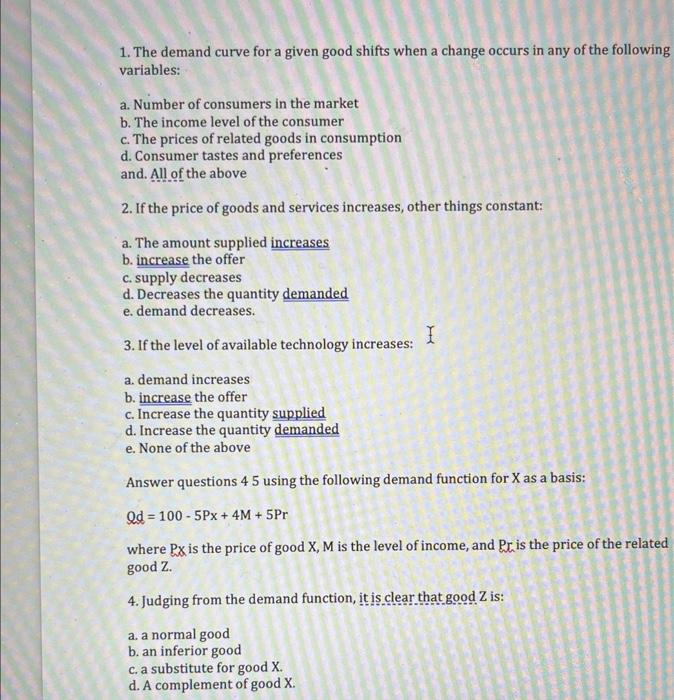 Solved The generalized demand and supply functions for a | Chegg.com