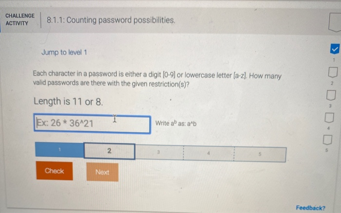 Solved CHALLENGE ACTIVITY 8.1.1: Counting password | Chegg.com