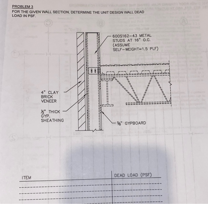 Solved PROBLEM 3 FOR THE GIVEN WALL SECTION, DETERMINE THE | Chegg.com