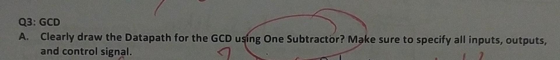 Solved Q3: GCD A. Clearly draw the Datapath for the GCD | Chegg.com