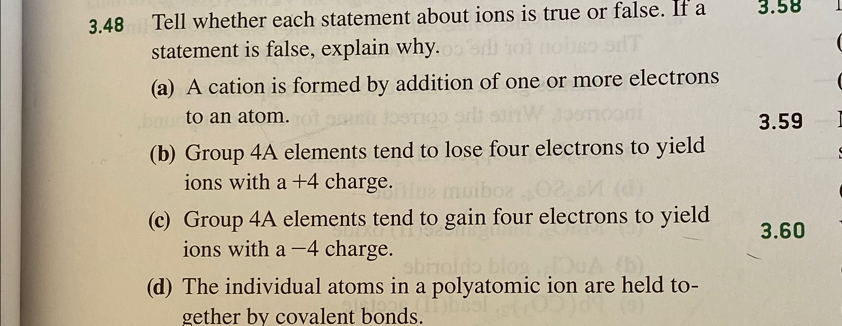 Solved 3.48 ﻿Tell whether each statement about ions is true | Chegg.com