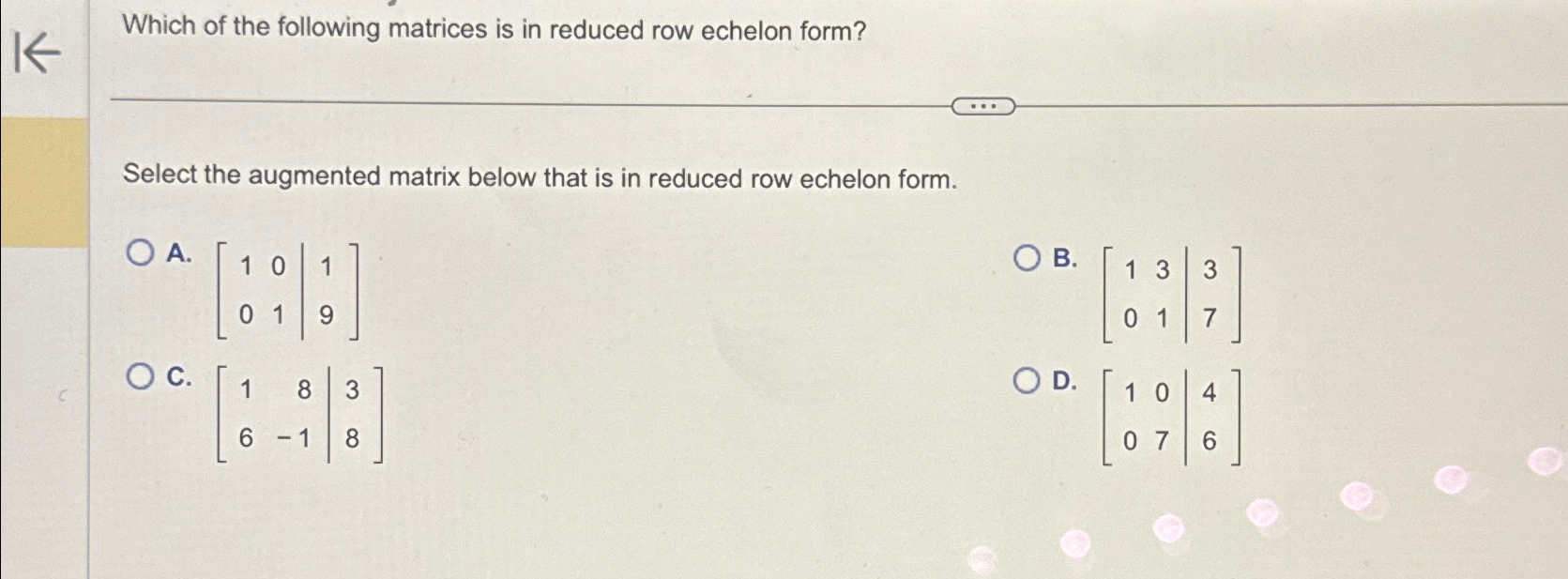 Solved Which of the following matrices is in reduced row | Chegg.com