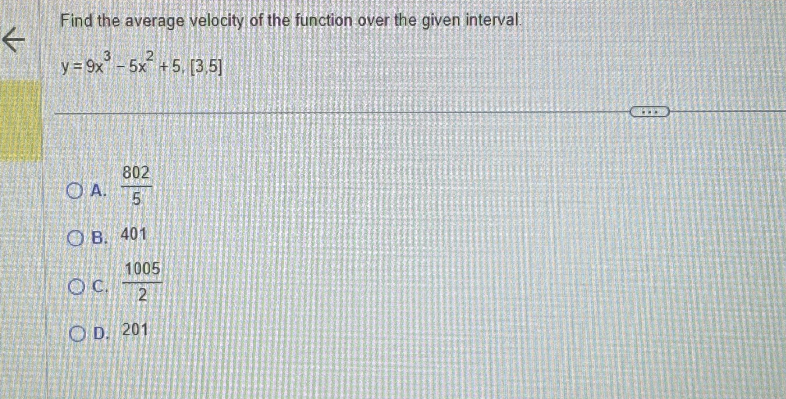 Solved Find the average velocity of the function over the | Chegg.com