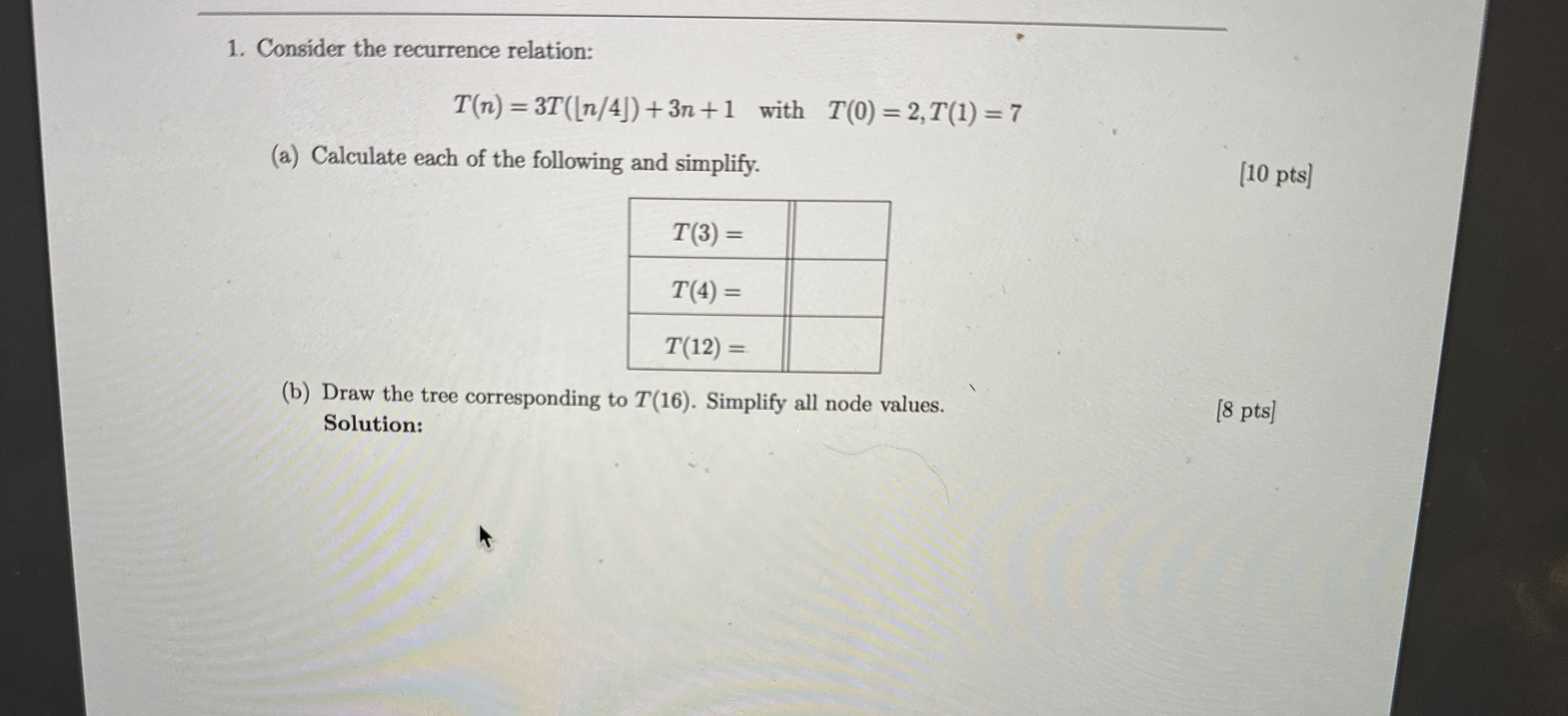 Solved Consider The Recurrence