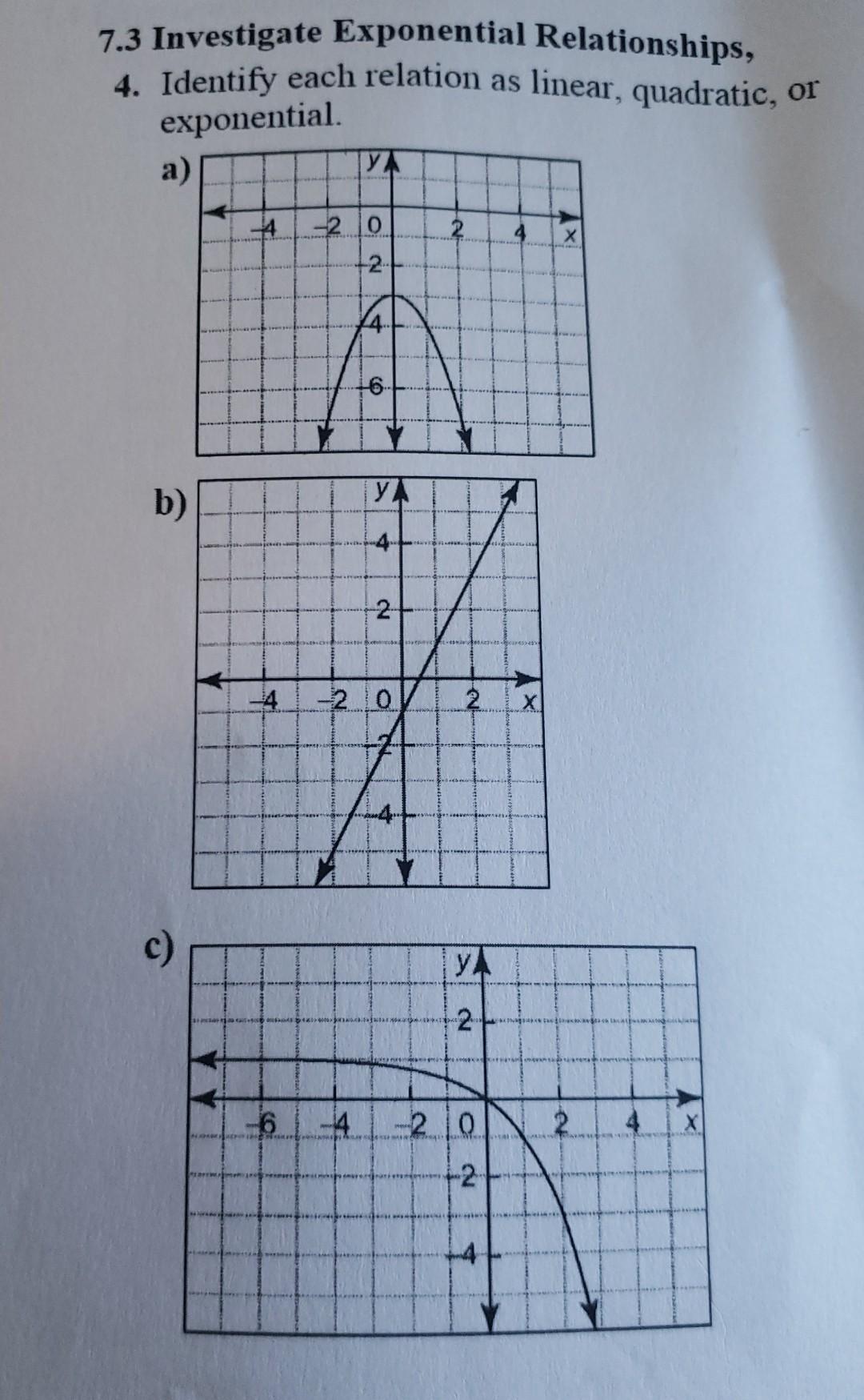Solved 7.3 Investigate Exponential Relationships, 4. | Chegg.com