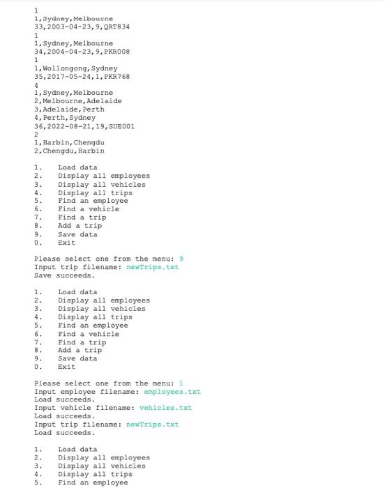 Solved Implement a Trip Management System using Java, with | Chegg.com