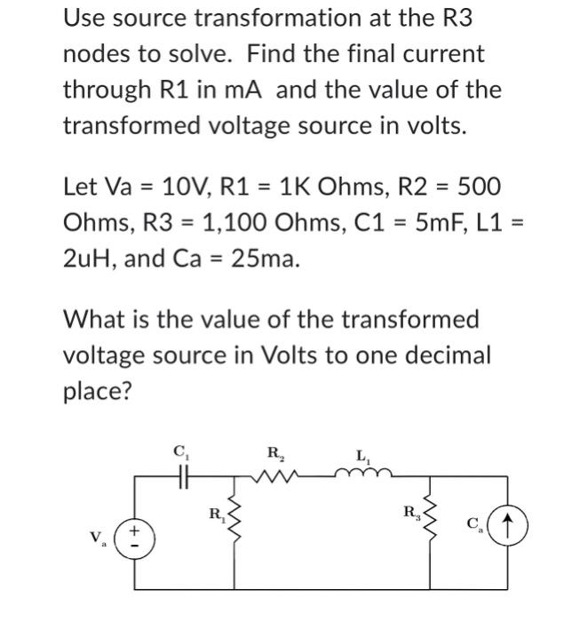 Solved Va=10 V,R1=1 K Ohms, R2=500 ns, R3 = 2,100 Ohms, C1 = | Chegg.com