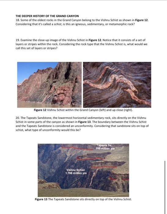 Solved THE DEEPER HISTORY OF THE GRAND CANYON 18. Some of | Chegg.com