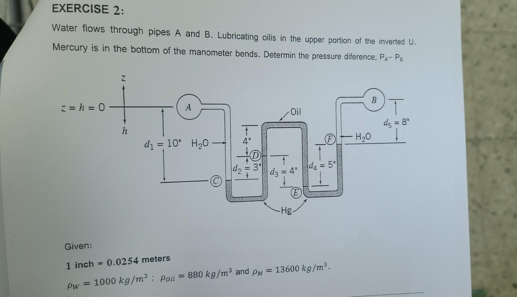 Solved EXERCISE 2: Water flows through pipes A and B. | Chegg.com