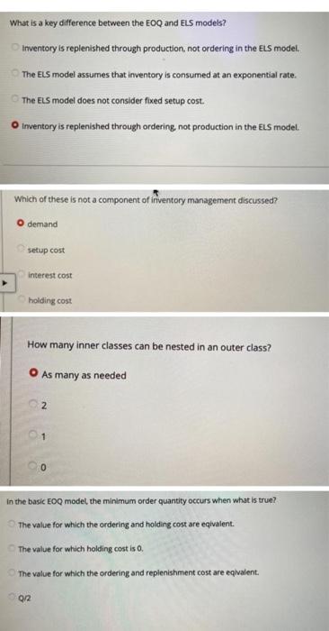 Solved What is a key difference between the EOQ and Els | Chegg.com