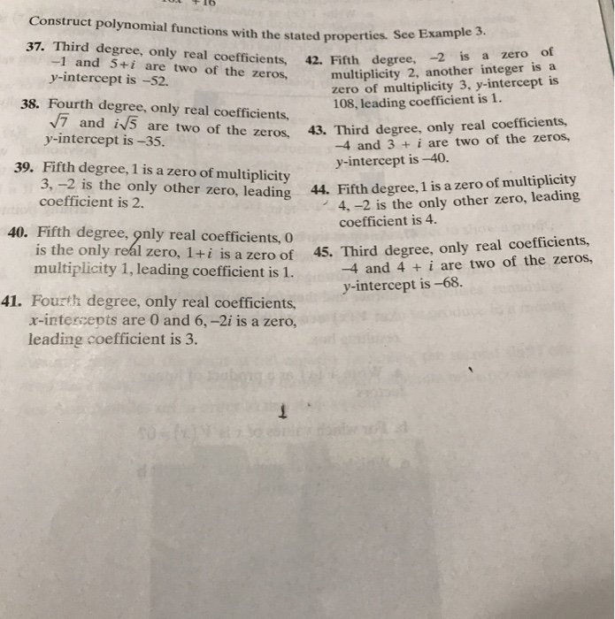 Solved Construct polynomial functions with the stated | Chegg.com