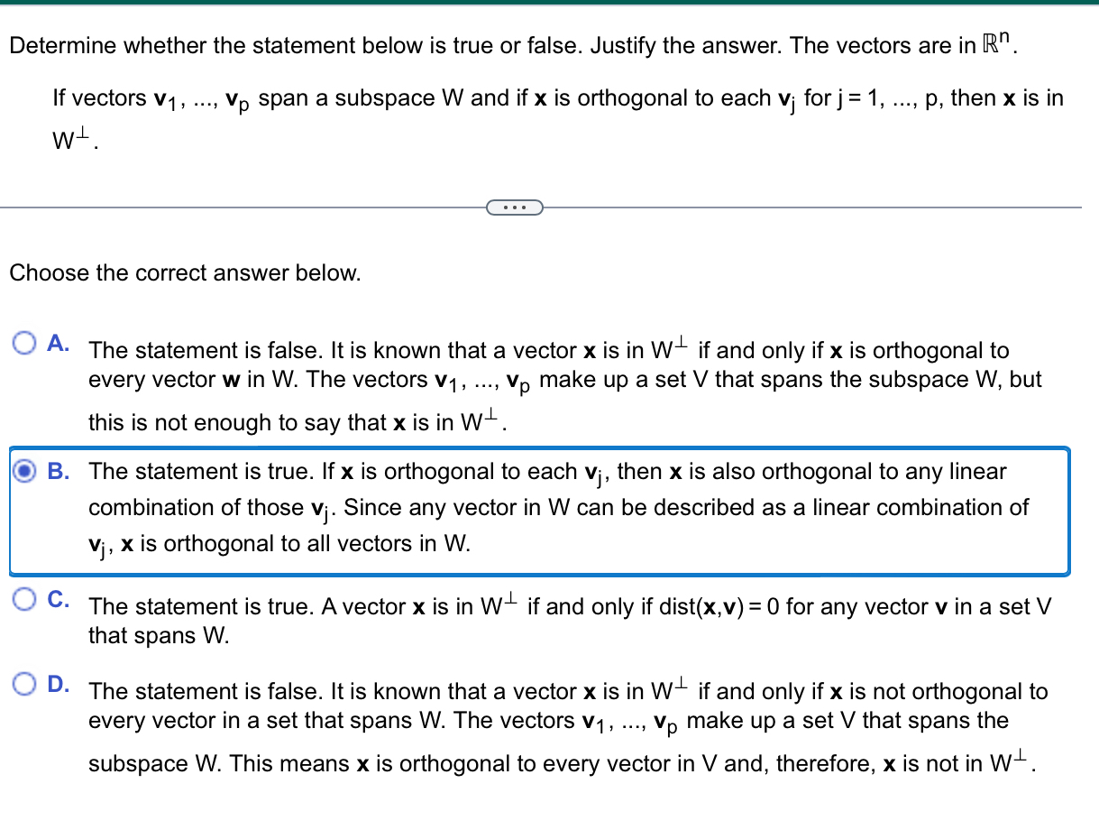 Solved Determine whether the statement below is true or | Chegg.com