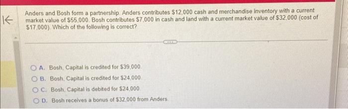 Solved Anders and Bosh form a partnership. Anders | Chegg.com