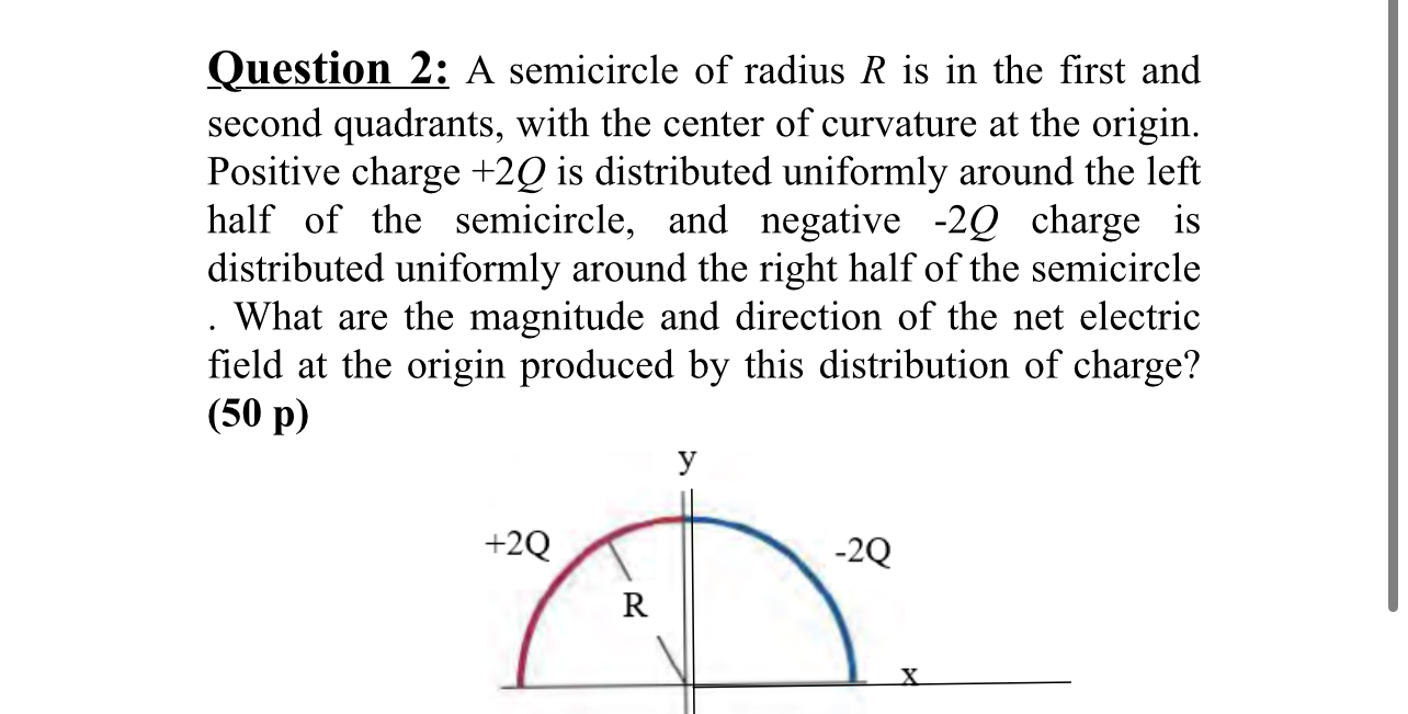 Solved A semicircle of radius R ﻿is in the first and second | Chegg.com