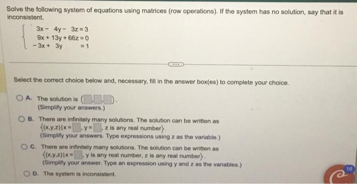 Solved Solve the following system of equations using | Chegg.com