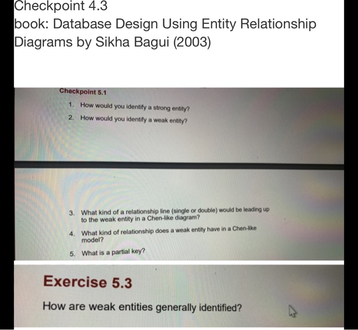Solved Checkpoint 43 Book Database Design Using Entity 