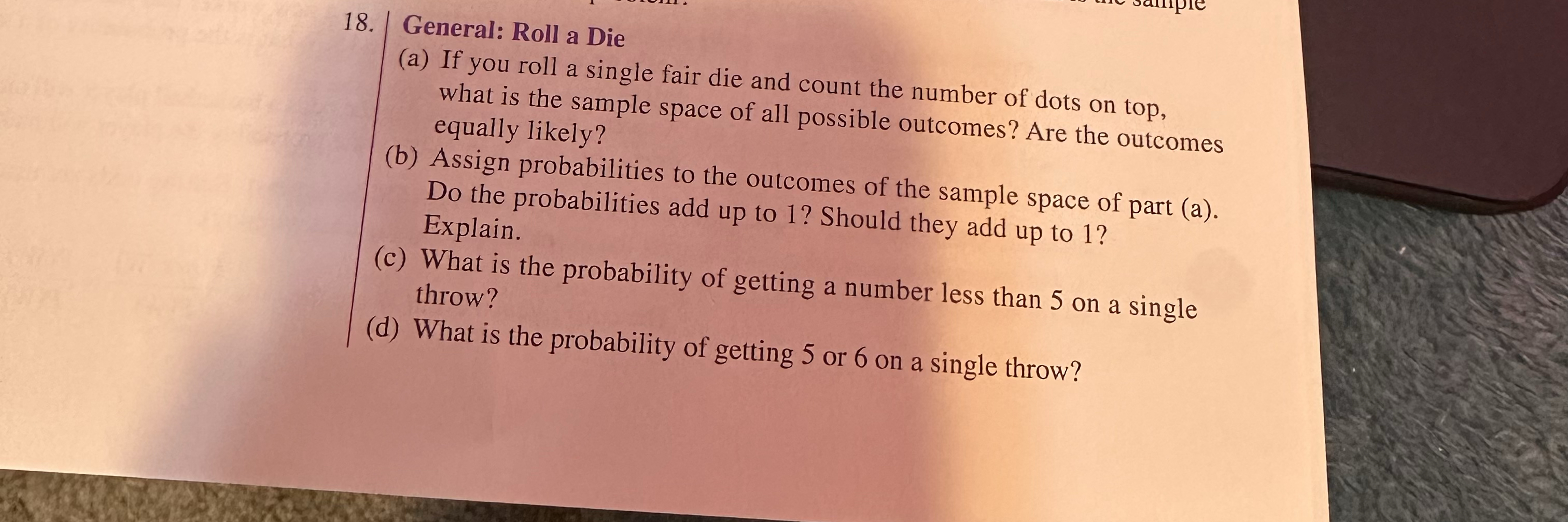 Solved by an EXPERT General: Roll a Die(a) ﻿If you roll a single fair die | Chegg.com