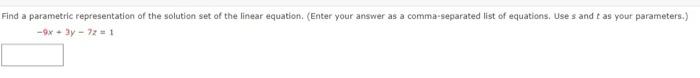 Solved + Find a parametric representation of the solution | Chegg.com