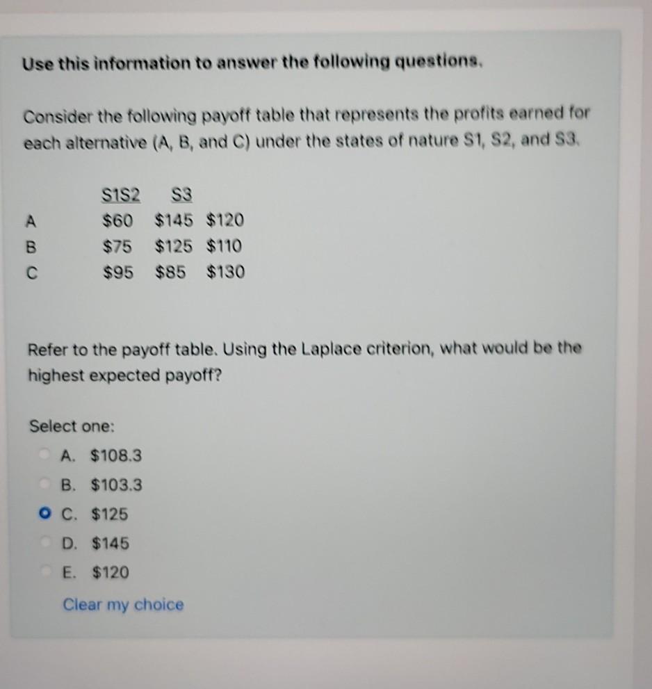 Solved Use this information to answer the following | Chegg.com