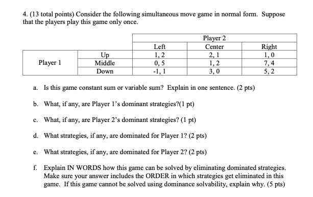 Solved 4. ( 13 ﻿total points) ﻿Consider the following | Chegg.com