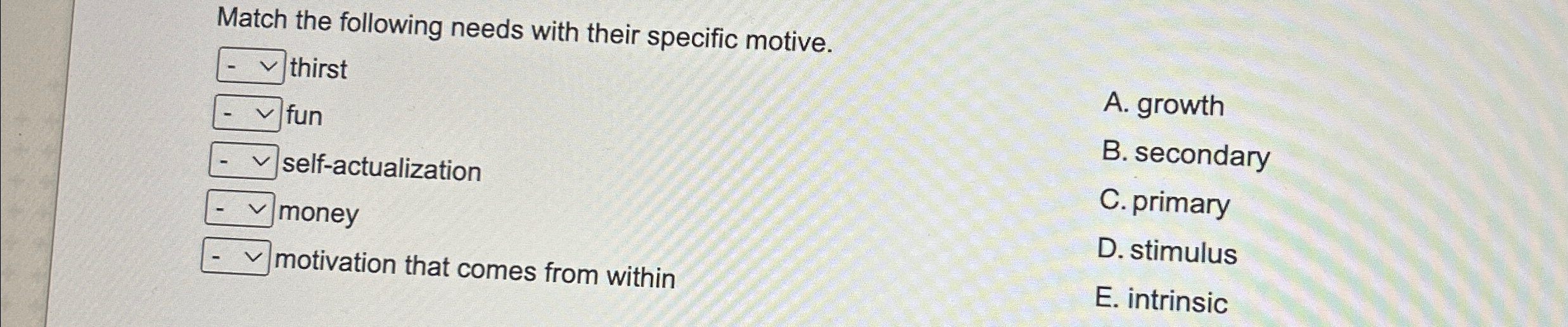 Solved Match the following needs with their specific | Chegg.com