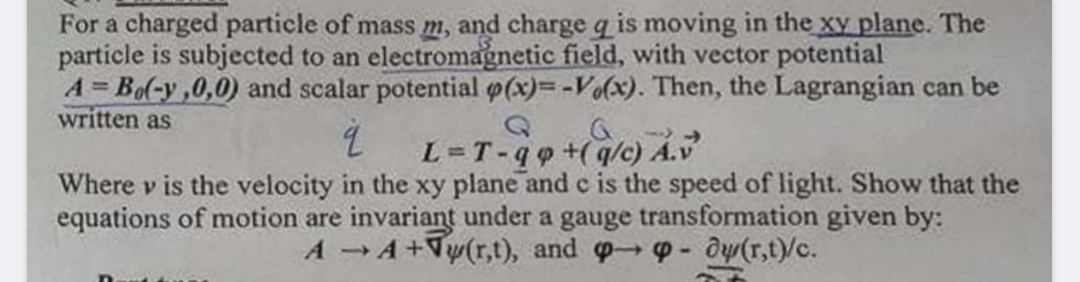 Solved For a charged particle of mass m, ﻿and charge q ﻿is | Chegg.com