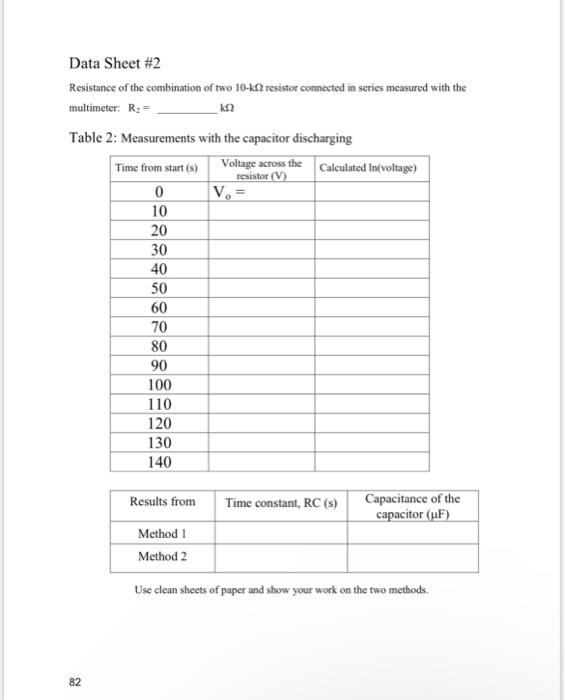 Data Sheet \#1 Resistance of the 10−kΩ resistor | Chegg.com