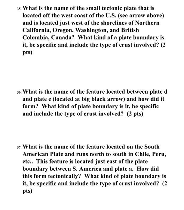 Solved 35. What is the name of the small tectonic plate that | Chegg.com