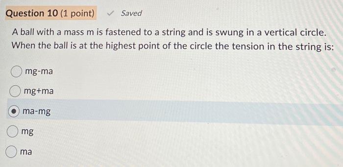 Solved A ball with a mass m is fastened to a string and is | Chegg.com