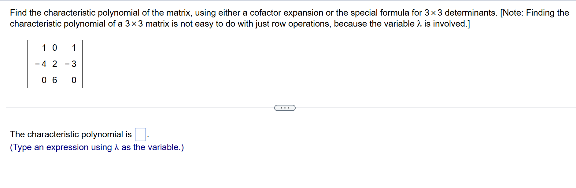 Solved Find the characteristic polynomial of ﻿the matrix, | Chegg.com