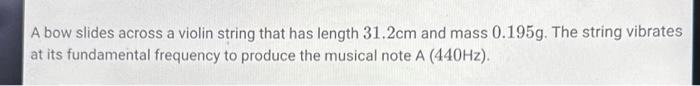 Solved A bow slides across a violin string that has length | Chegg.com