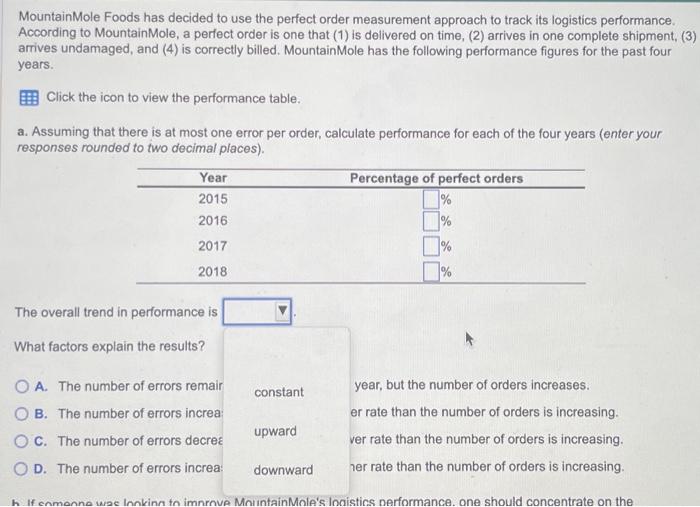 Solved MountainMole Foods has decided to use the perfect | Chegg.com
