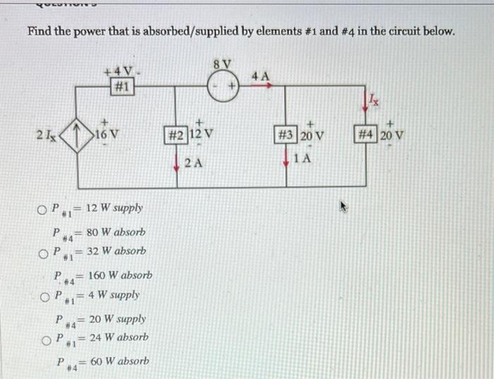 Solved YETU Find the power that is absorbed/supplied by | Chegg.com