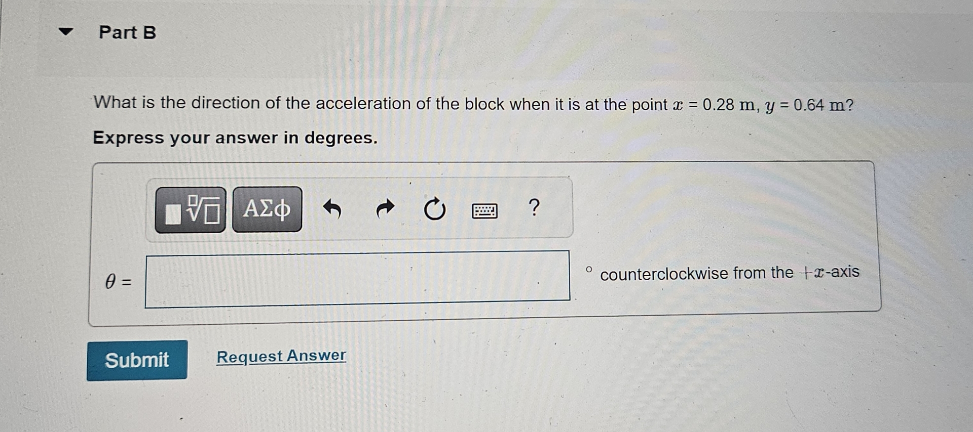 Solved Part BWhat is the direction of the acceleration of | Chegg.com