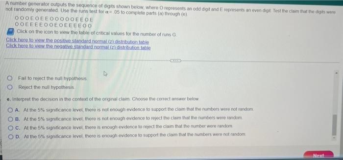 Solved A number generator outputs the sequence of digits | Chegg.com