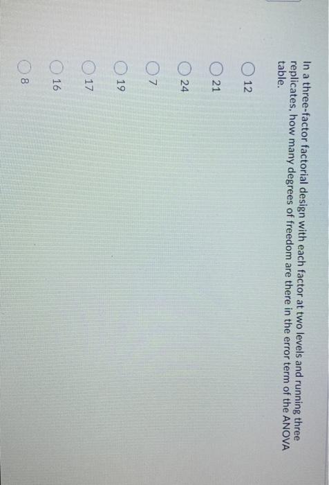 Solved In a three-factor factorial design with each factor | Chegg.com